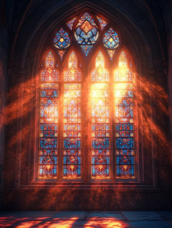 Sunlight Streaming through a Stained Glass Window Stock Image - Image ...