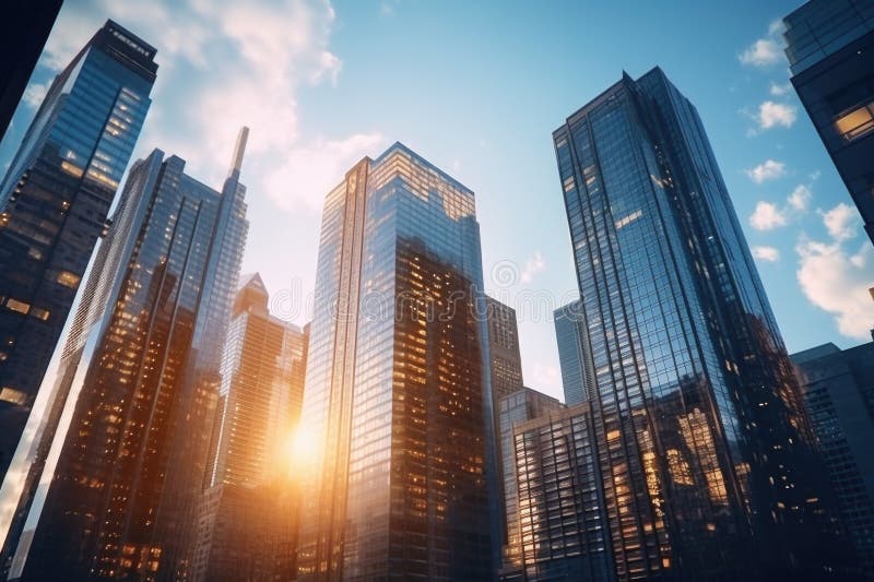Sunlight Streaming through Urban Skyscraper Windows, Suitable for ...