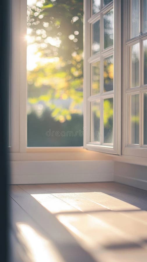 Sunlight Streaming through a Window, Creating Warm Rays on a Wooden ...