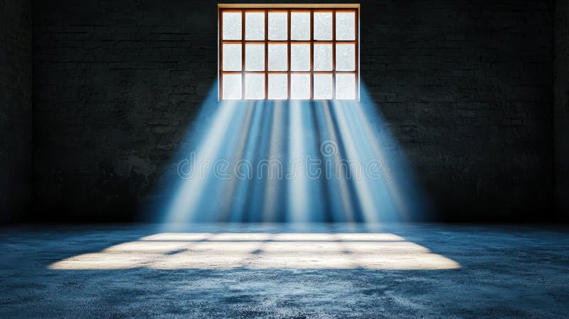 Sunlight Streaming through Window in Dark Room Creating Dramatic ...