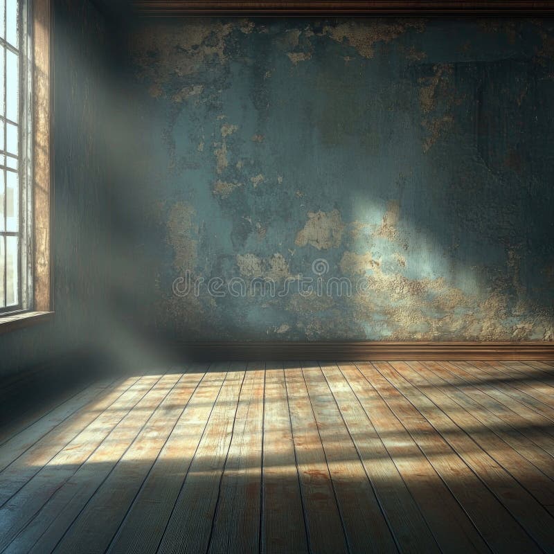 Sunlight Streaming through Window in Empty Room with Textured Wall ...