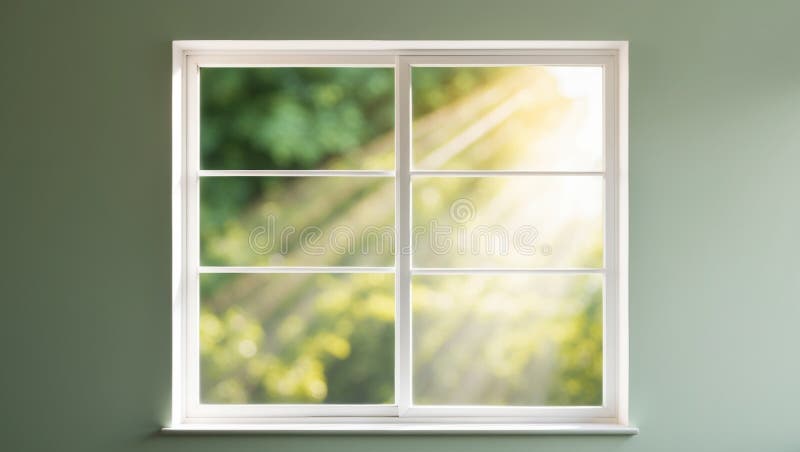 Sunlight Streaming through Window in Green Room. Stock Image - Image of ...