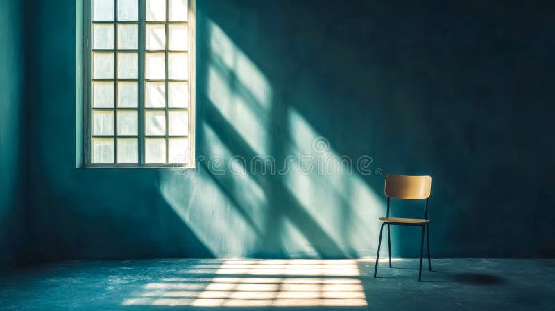 Empty Chair Casting Long Shadows in Sunlit Room Stock Photo - Image of ...