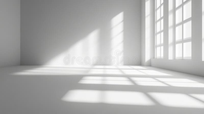Sunlight Streaming through Window in Minimalist White Room Stock ...