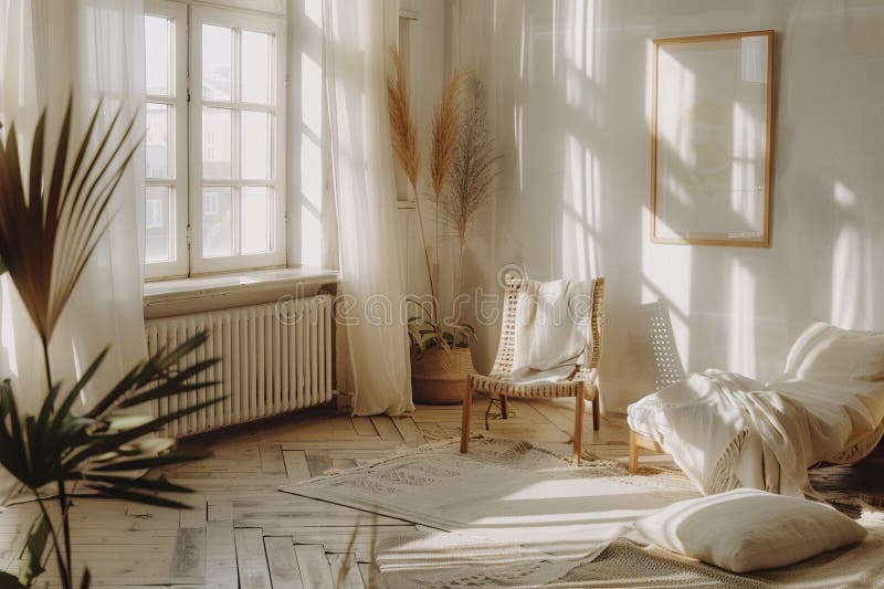 Sunlight Streaming through a Window in a Modern and Minimalist Room ...