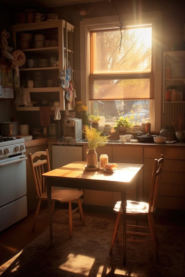 Sunlight Streaming through a Window Onto a Kitchen Table Stock ...