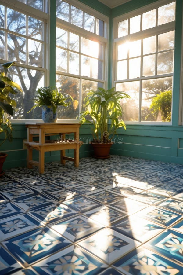 Sunlight Streaming through Window Onto Tiled Floor, Ideal for Interior ...