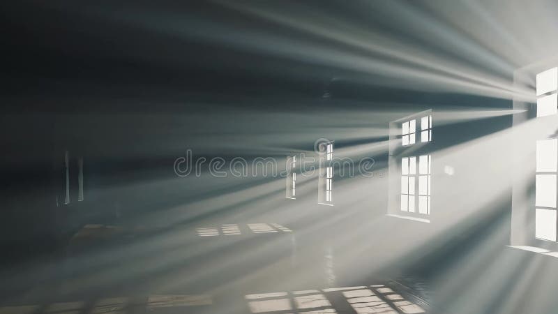 Sunlight Streaming through Window Panes into a Dusty Empty Room Stock ...