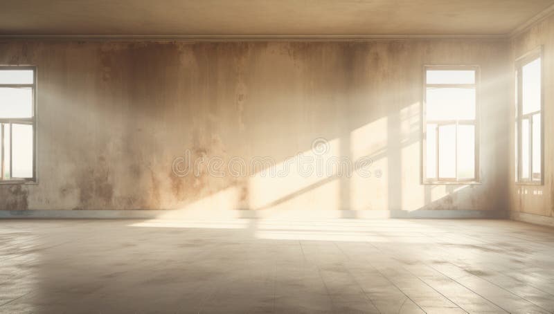 Sunlight Streaming through Windows in an Empty Room Stock Illustration ...