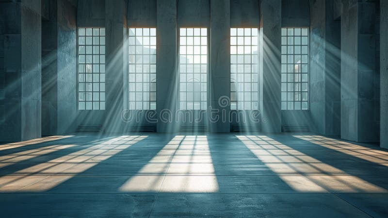 Sunlight Streaming through Windows into Empty Room Stock Image - Image ...