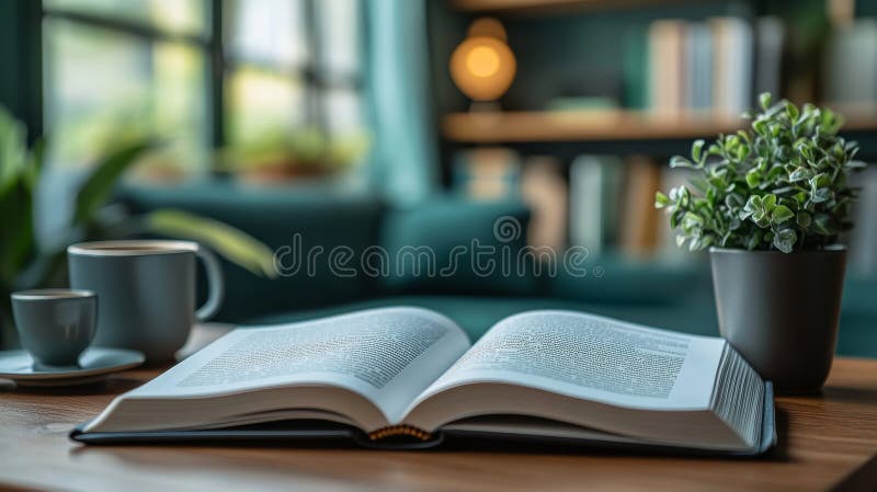 Sunlight Streaming through Windows Illuminating Open Book with Flowers ...