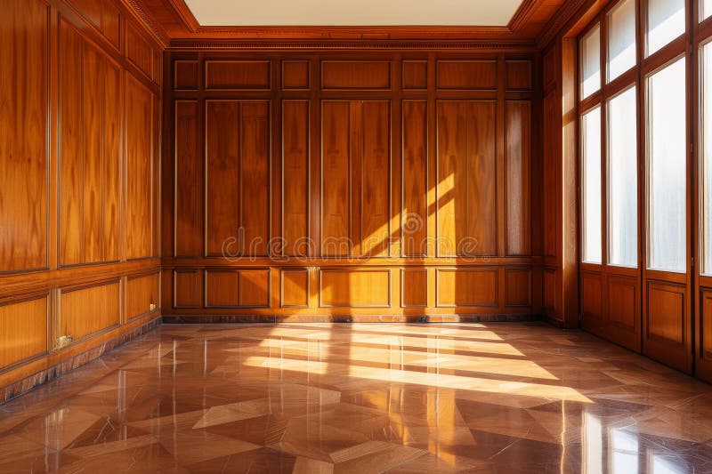 Sunlight Streaming through Windows in Polished Room Stock Image - Image ...