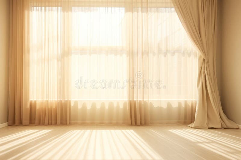 Sunlight Streaming through Windows with Transparent Curtains ...