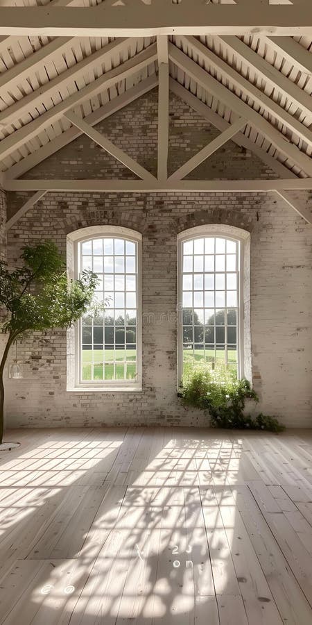 Sunlight Streaming through Windows in a White Brick Room Generated ...