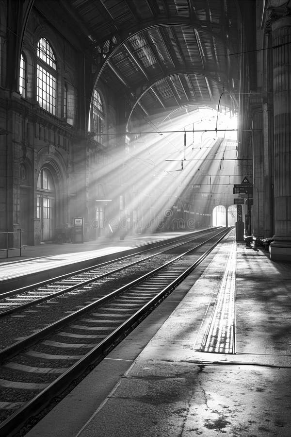 Sunlight Streams through an Arched Window, Illuminating a Grand, Empty ...