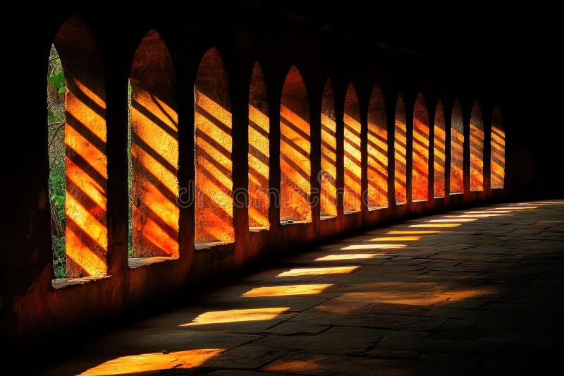 Sunlight Streams through Arched Windows, Illuminating a Building S ...