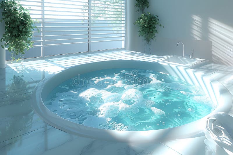 Serene Jacuzzi Spa in Sunlit Modern Bathroom for Relaxation Generative ...