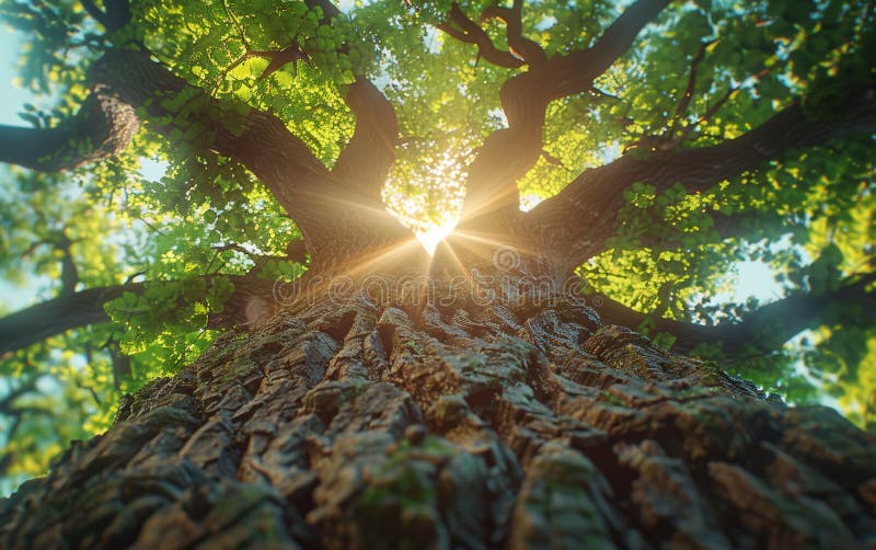 Sunlight Streams through the Branches of a Tall Tree, Creating a Warm ...
