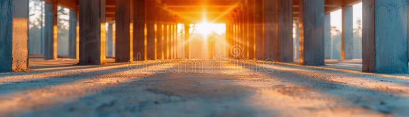 Sunlight Streams through Concrete Columns, Illuminating a Building ...
