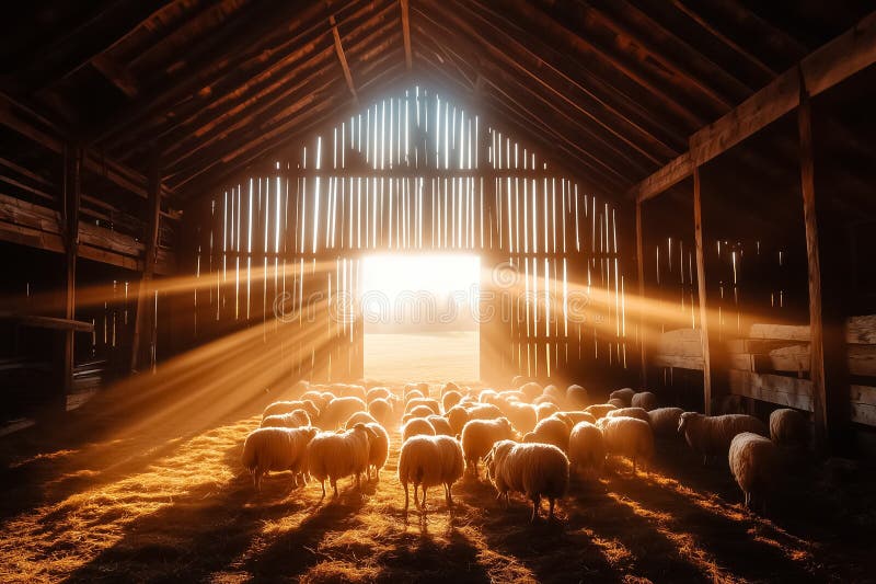 Sunlight Streams through the Cracks in a Charming Wooden Barn, Casting ...