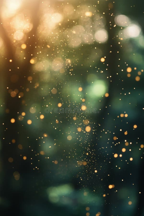 Sunlight Filtering through Trees Reveals Sparkling Dust Particles in a ...