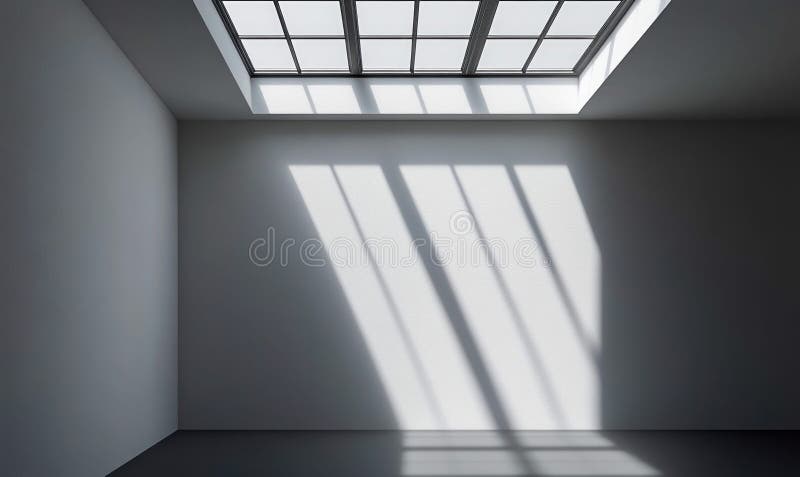 Sunlight Streams through a Grid Skylight, Casting Shadows on the Blank ...