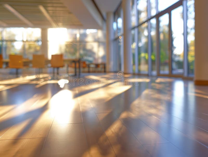 Sunlit Modern Interior with Wooden Floor Stock Photo - Image of ...