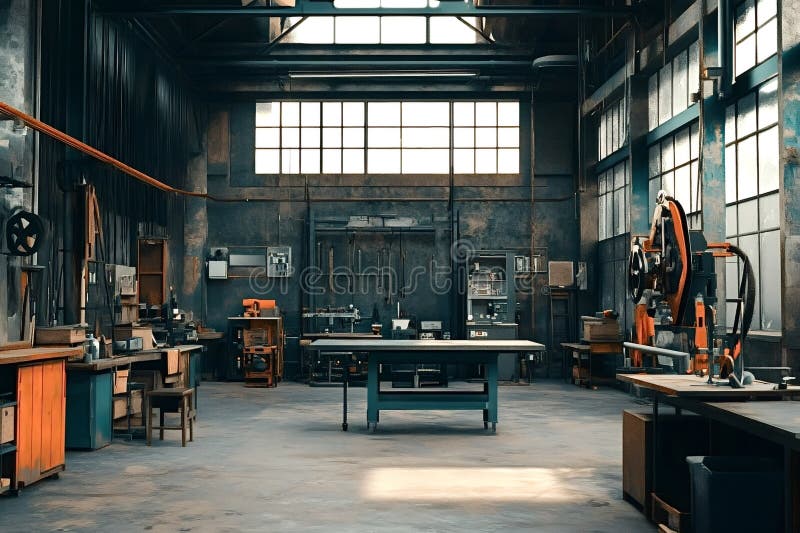 Industrial Workshop Showing Signs of Manufacturing Activity Stock Photo ...