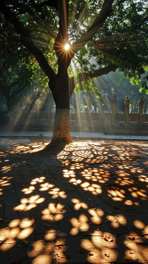 Sunlight Filtering through Tree Branches Creates Patterns on the Ground ...