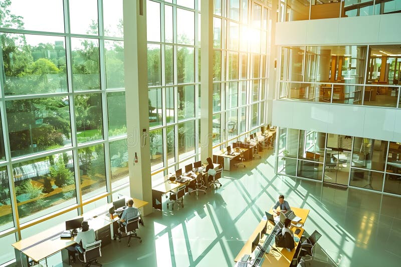 Sunlight Streams into Modern Office Building, Illuminating ...