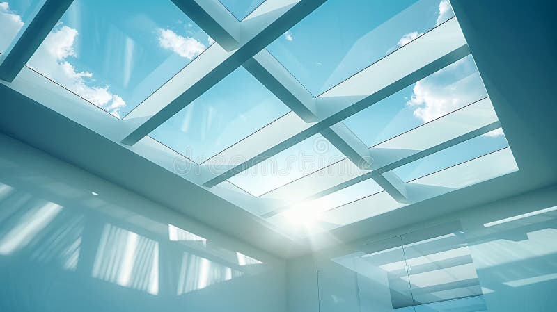 Bright Rays of Sunlight Streaming through a Modern Skylight on a Serene ...
