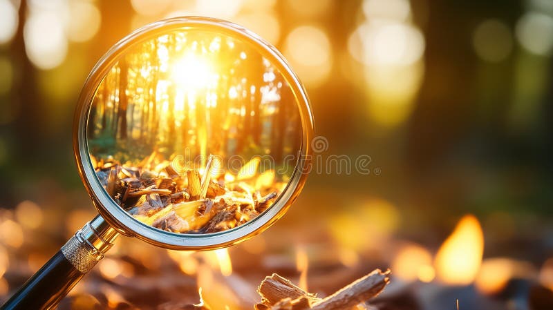 Sunlight Streams through Trees, Focused by a Magnifying Glass To Ignite ...
