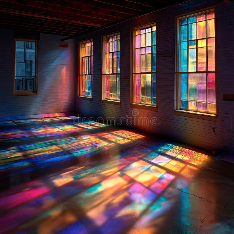 Rainbow Stained Glass Window Light Stock Illustration - Illustration of ...