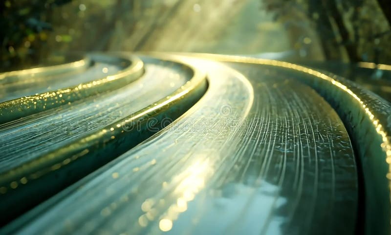 Sunlight Streams through a Winding Path of Textured, Teal-colored ...