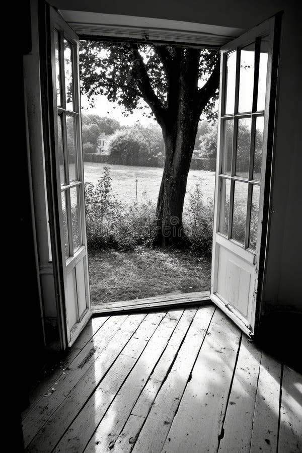 Sunlight Streams through the Window, Casting Light on Trees and a House ...