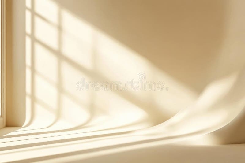 Sunlight Streams through Window Casting Shadows on Beige Room ...