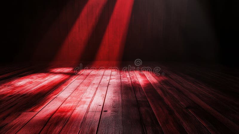 Sunlight Streams through Window Creating Dramatic Red Shadows on Wooden ...