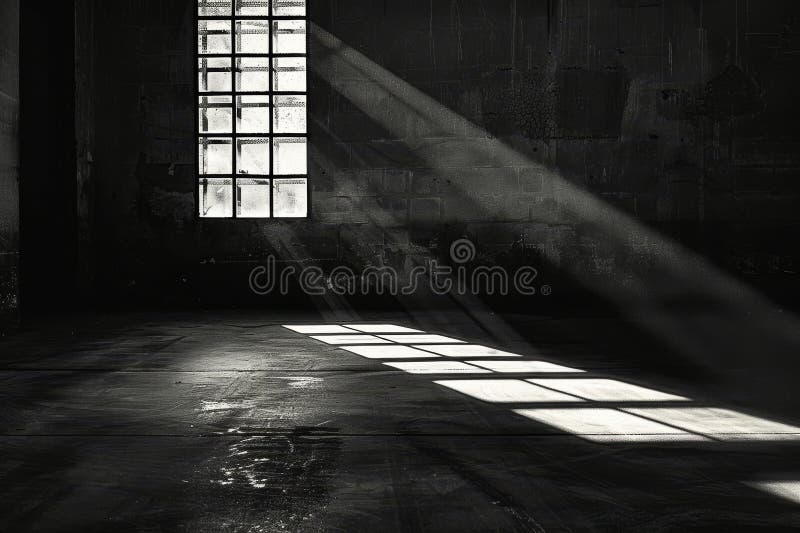 Sunlight Streams through a Window in an Old Building, Casting Dramatic ...