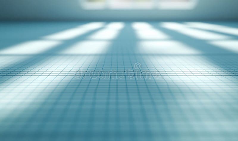 Sunlight Streams through Window Onto Grid Floor Stock Illustration ...