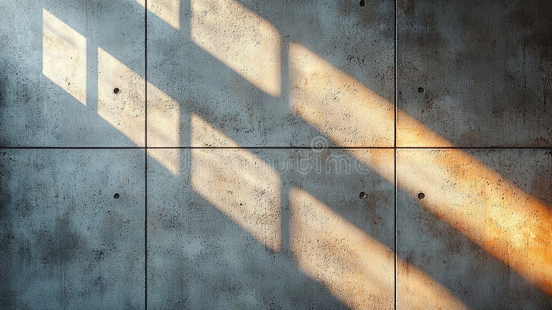 Sunlight Creates Patterns on a Concrete Wall, Casting Geometric Shadows ...