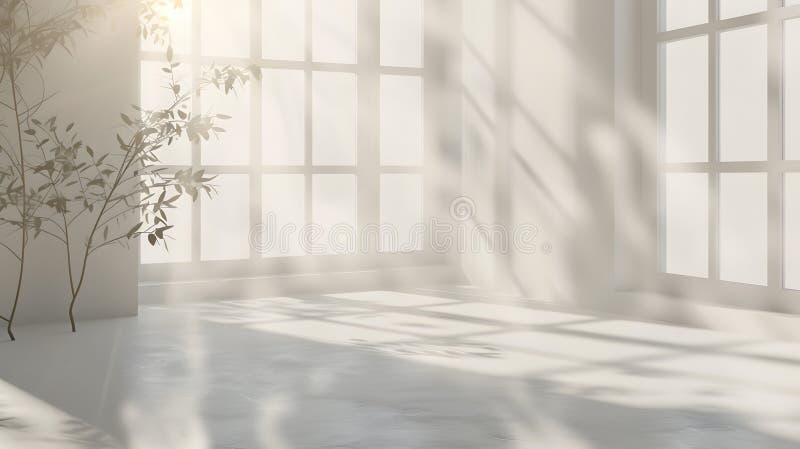 Sunlight Filters through Windows, Casting Shadows on Hardwood Floor ...