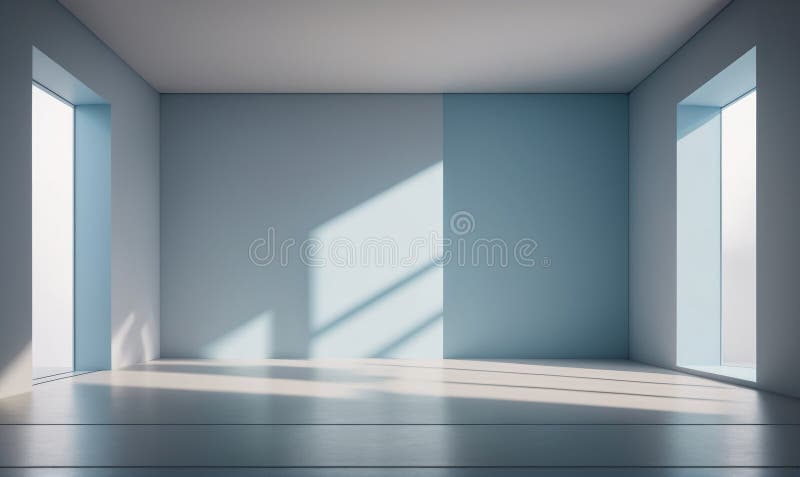 Sunlight Streams through the Windows of an Empty Room, Casting Long ...