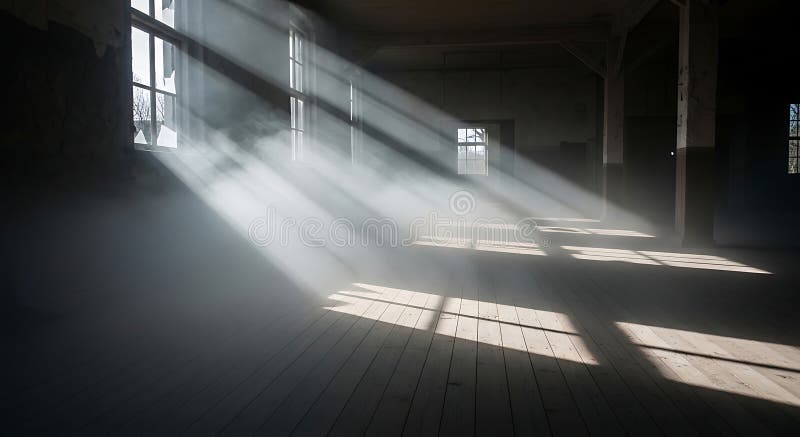 Sunlight Streams through Windows, Illuminating Dust Motes in an Empty ...