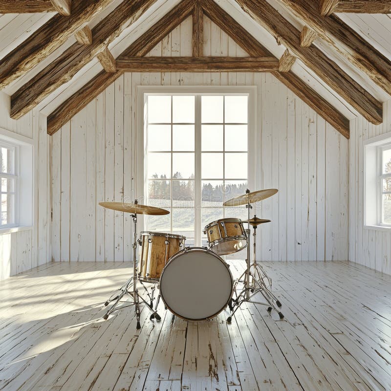Sunlight Streams through the Windows in a White Room with a Wooden ...
