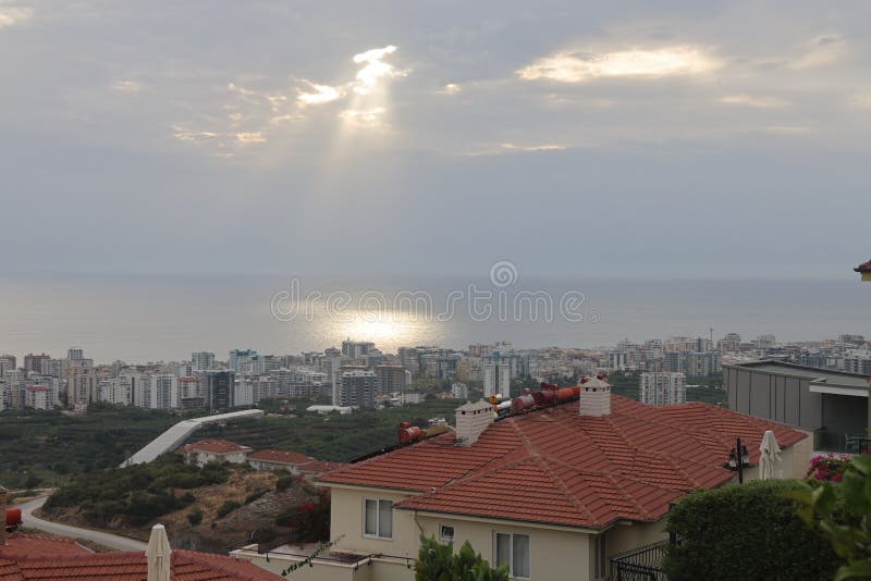 Sunlight on the Surface of the Sea, Alanya, Turkey, Urban Development ...