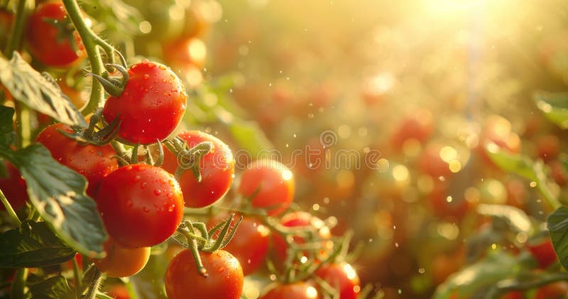 Sunlight on Tomatoes at a Farm Stock Image - Image of green, leaf ...