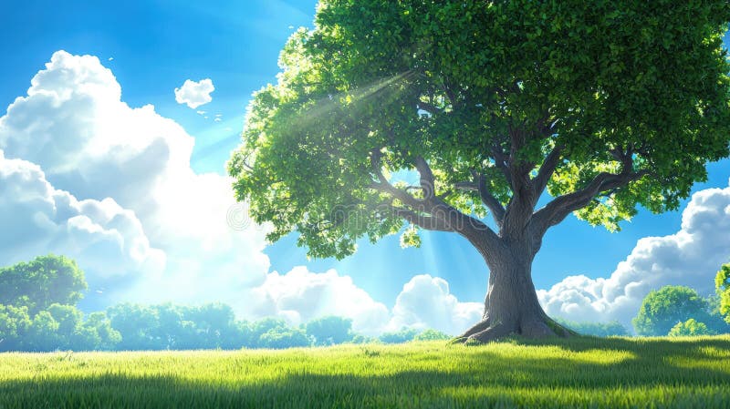 Sunlight through Tree Canopy Stock Illustration - Illustration of ...