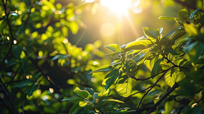 Sunlight through Tree Leaves Stock Illustration - Illustration of ...