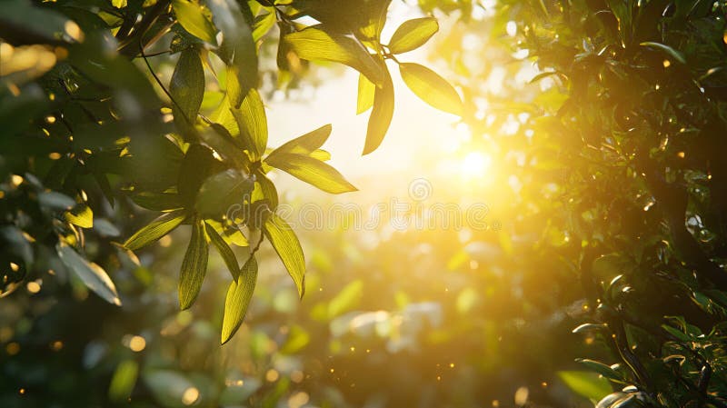 Sunlight through Trees, Realistic, Cinematic Light, Sharp Focus. Stock ...