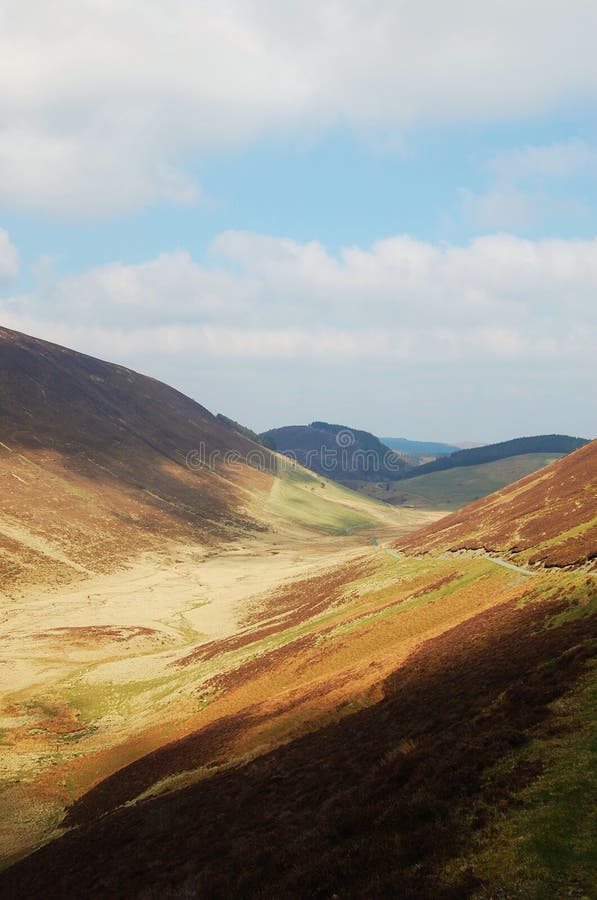 Sunlight on a Welsh Mountain Valley Stock Photo - Image of mountains ...